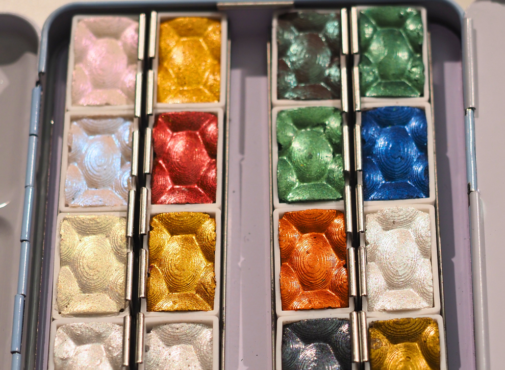Luminous Treasury Box | 28 Handmade Sparkly & Shifting Watercolors in ...